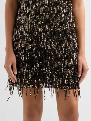 MILLY Ivette Fringed Sequined Mini Dress