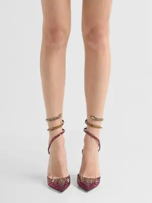 Rene Caovilla Rhinestone & Mirror-embellished 105mm Ankle-strap Pumps