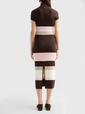 TOCCIN Dasha Cap-sleeve Mockneck Half-zip Midi Dress