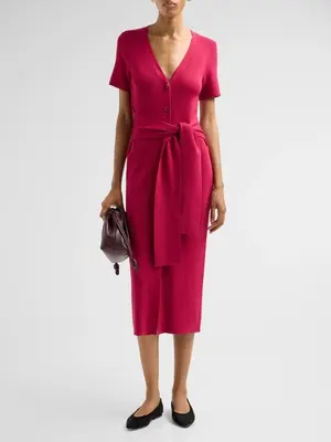 TOCCIN Agnes Tie-waist Cardigen-style Midi Dress
