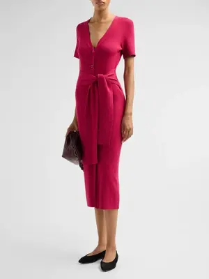 TOCCIN Agnes Tie-waist Cardigen-style Midi Dress
