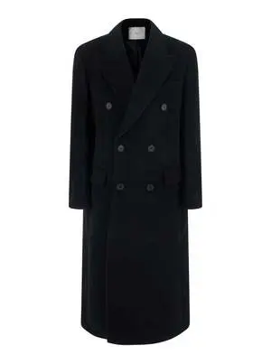 DUNST Double-breasted Wool-cashmere Notched Revers Jacket With Long Sleeves - Black
