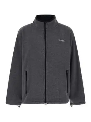 DUNST Tech Fabric Gray Fleece Zip Hoodie - Grey