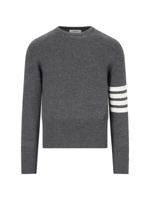 Thom Browne Cashmere Crewneck Sweater - Grey