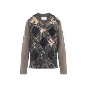 MAISON MARGIELA Overpainted Argyle Wool Sweater - Brown