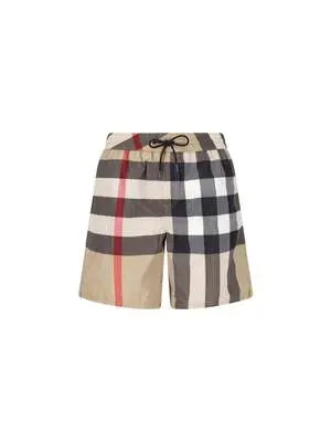 Burberry Burberry Check Print Swim Shorts Beige