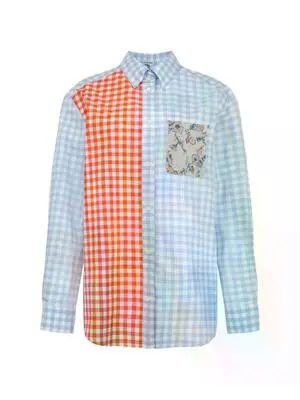 Loewe Gingham Patchwork Shirt - Blue