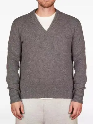 Alpha Studio V-neck Long-sleeve Sweater - Grey