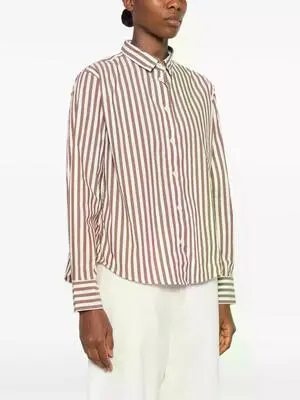 Fil Noir Striped Floral-appliqué Shirt