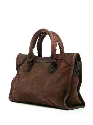 Balenciaga Le City Suede Shoulder Bag - Brown