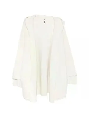 Liviana Conti Hooded Ribbed Long Cardigan - Neutrals