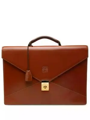 Loewe 2000-2026 Leather Anagram Business Bag - Brown
