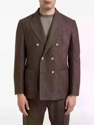 Eleventy Double-breasted Peak-lapels Jacket - Brown