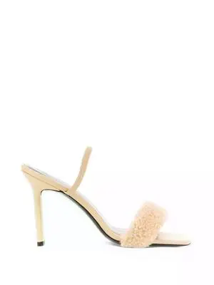 By Far Ada Shearling-trim Sandals - Neutrals