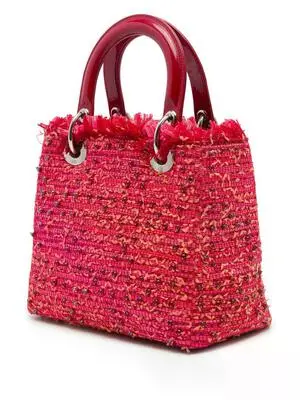 Dior 2012 Medium Tweed Fringe Rhinestone Lady Satchel