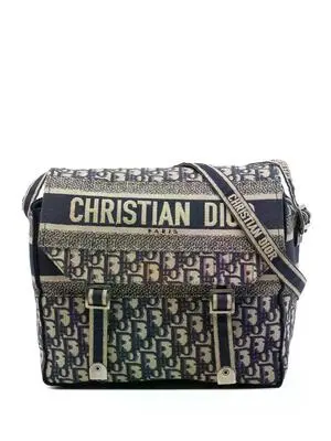 Dior 2019 Medium Oblique Embroidered Canvas Diorcamp Messenger Bag Crossbody Bag - Blue