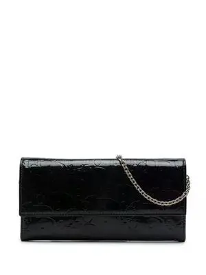 Dior 2007 Oblique Patent Leather Wallet On Chain Crossbody Bag - Black