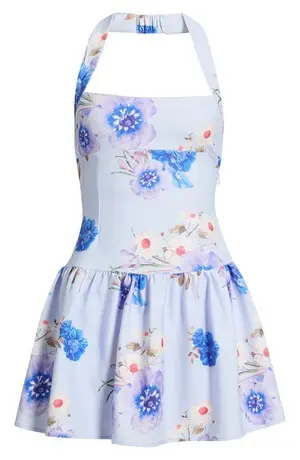 HELLO MOLLY Lovers Lane Floral Halter Minidress