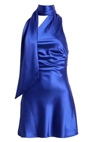 HELLO MOLLY Luxe Arrival Satin Halter Minidress