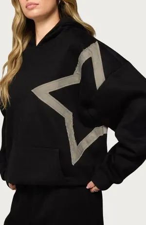 EDIKTED Starly Oversize Star Appliqué Hoodie