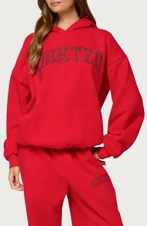 EDIKTED Crush Oversized Graphic Hoodie - Red