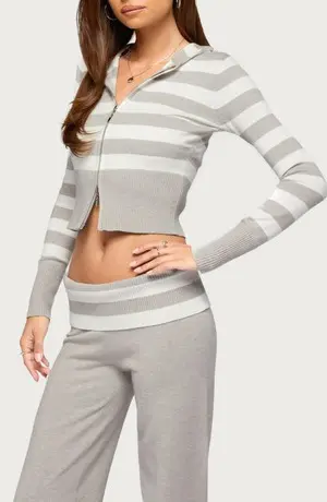 EDIKTED Rasha Striped Full Zip Hoodie