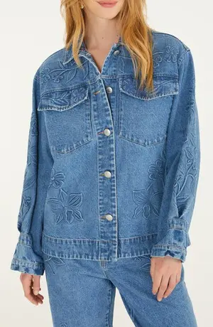 Farm Rio Garden Tiles Embroidered Jacket