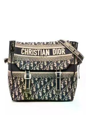 Dior 2018 Medium Oblique Embroidered Canvas Diorcamp Messenger Bag Crossbody Bag - Blue