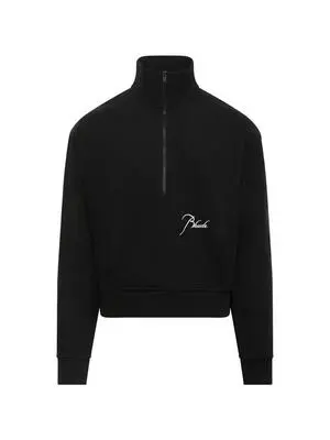 Rhude Logo-embroidered Half-zip Sweatshirt - Black