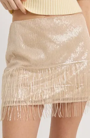 EN SAISON Sabrina Sequin Fringe Miniskirt