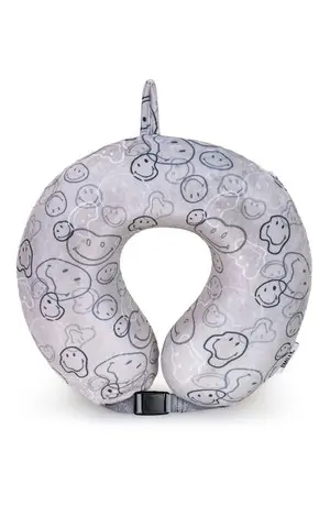 SMILEYWORLD Melted Smiles Marshmallow Memory Foam Travel Pillow - Grey