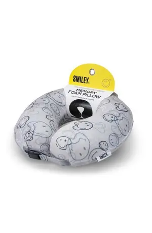 SMILEYWORLD Melted Smiles Marshmallow Memory Foam Travel Pillow - Grey