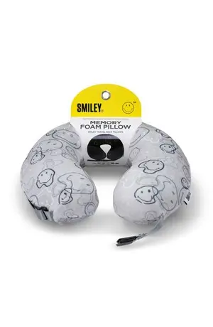 SMILEYWORLD Melted Smiles Marshmallow Memory Foam Travel Pillow - Grey