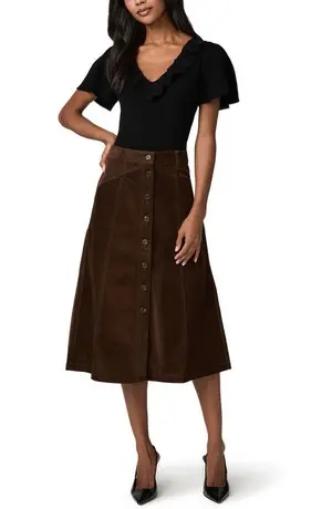 Paige Jahn Corduroy A-line Midi Skirt