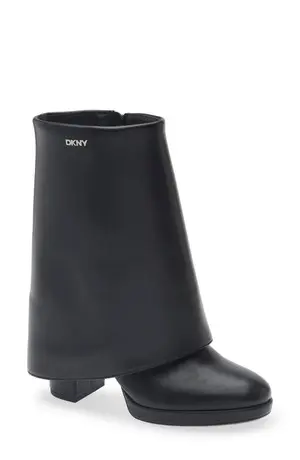 Dkny Dana Faux Leather Platform Bootie - Black