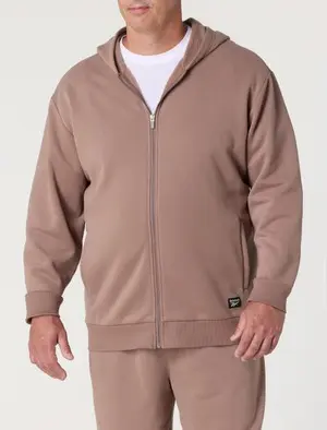 REEBOK Big & Tall Lux Offday Front-zip Hoodie - Putty