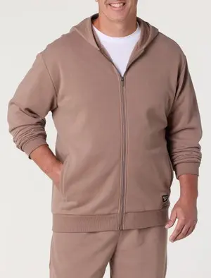 REEBOK Big & Tall Lux Offday Front-zip Hoodie - Putty