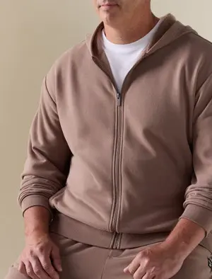REEBOK Big & Tall Lux Offday Front-zip Hoodie - Putty