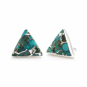 STARFISH PROJECT Ellie Triangle Turquoise Studs - Silver/turquoise