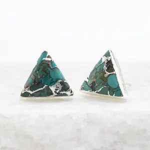STARFISH PROJECT Ellie Triangle Turquoise Studs - Silver/turquoise