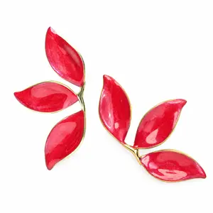 STARFISH PROJECT Canopy Leaf Earrings - Ruby Glow/gold