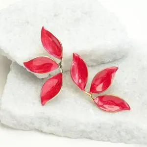 STARFISH PROJECT Canopy Leaf Earrings - Ruby Glow/gold