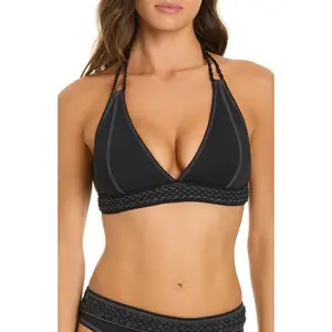 BLEU BY ROD BEATTIE Stitched Halter Bikini Top - Black