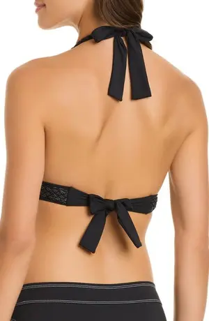 BLEU BY ROD BEATTIE Stitched Halter Bikini Top - Black