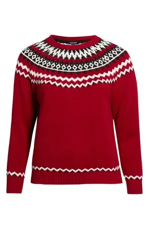Jones New York Fair Isle Crewneck Sweater - Venetian Red Multi