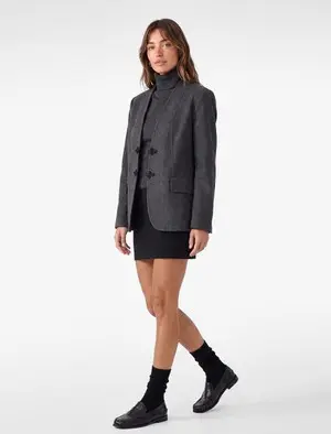 Koton Collarless Blazer Jacket With Frog Closure