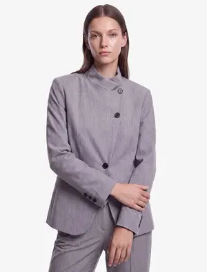 Koton Long Sleeve High Neck Asymmetric Wrap Blazer