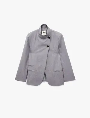 Koton Long Sleeve High Neck Asymmetric Wrap Blazer