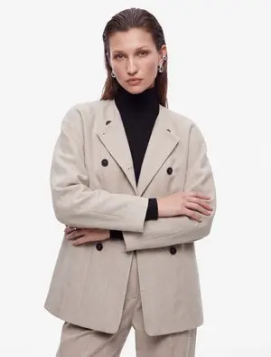 Koton Long Sleeve Double Breasted Asymmetric Blazer