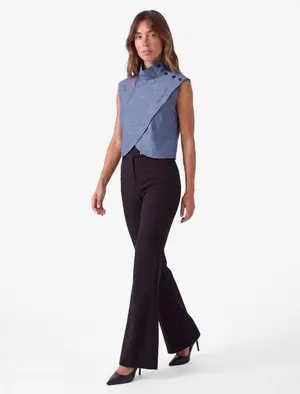 Koton Sleeveless Funnel Neck Asymmetric Wrap Top